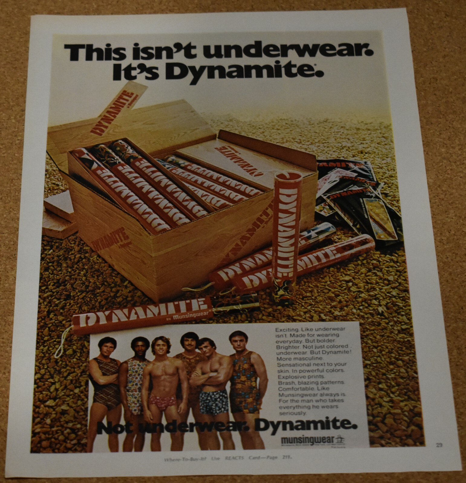 1973 Print Ad Dynamite underwear men masculine sensational exciting ...