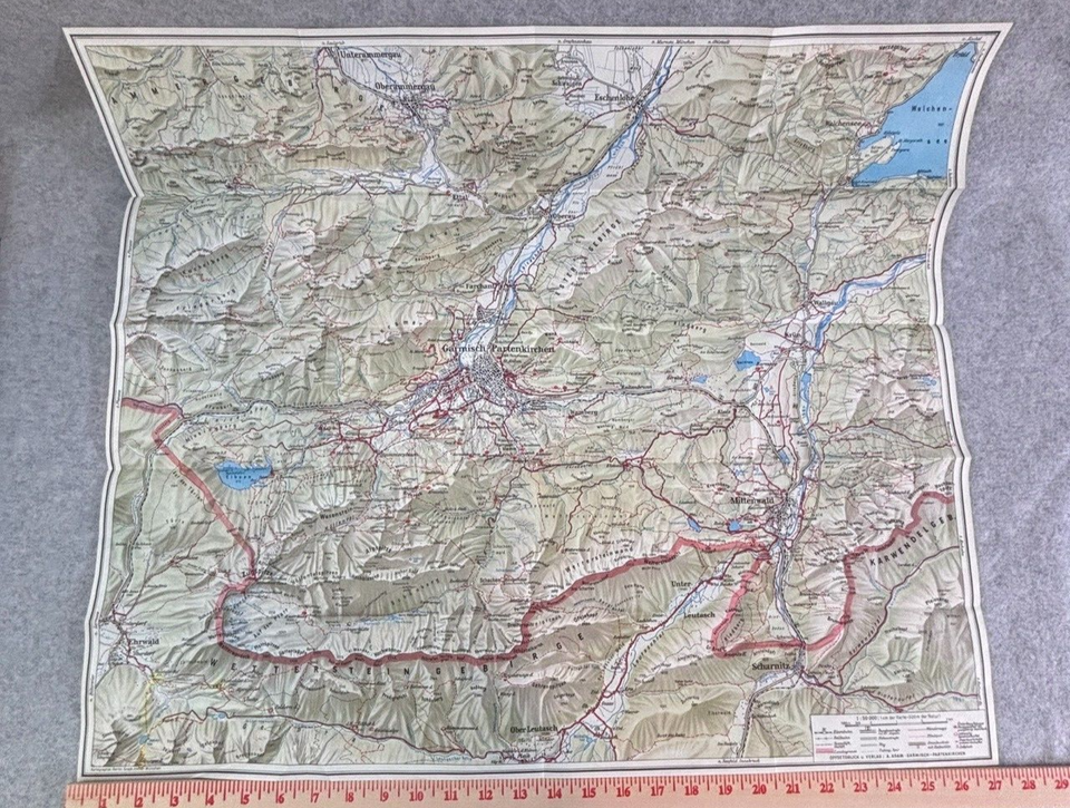Vintage Hiking Map Germany Bavarian Alps Garmisch-Partenkirchen ...