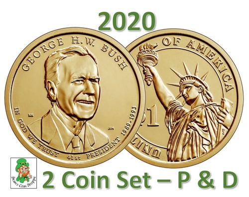 2020 P D George H W Bush Presidential Dollar $1 Set of 2 Philadelphia ...