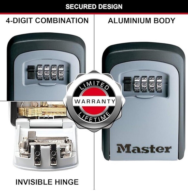 Master lock Key Safe Wall Mounted Storage Box Combination Lock A B&B ...
