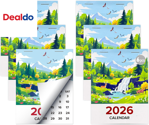 2026 Mini Calendar 6-Pack - Small Peel and Stick Monthly Adhesive ...