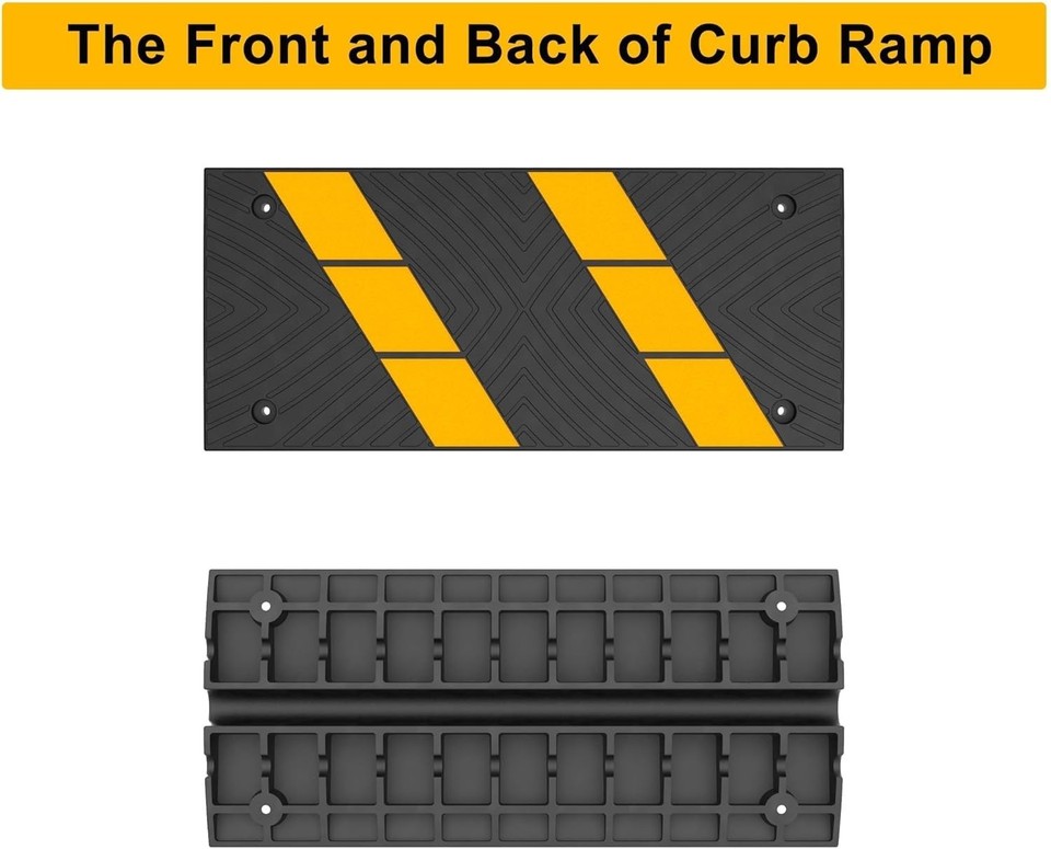 Rubber Curbside Bridge Ramps with Yellow Reflective Stripes for ...