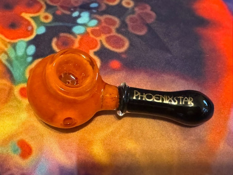 Phoenix Star Amber Orange Glass Spoon Pipe Glass Spoon with Built-In ...