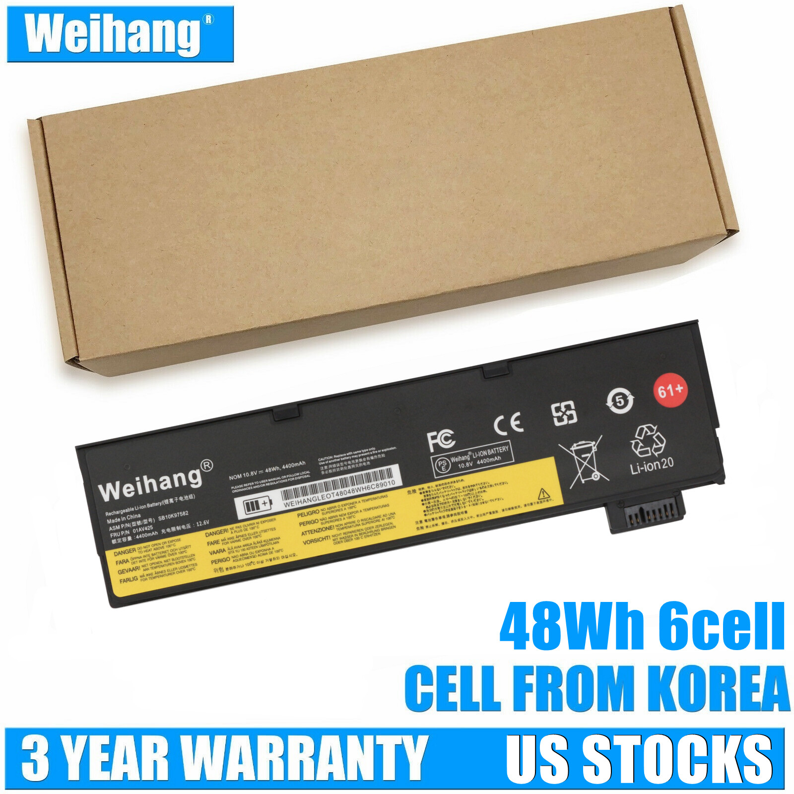 48Wh Weihang Battery 61+ For Lenovo Thinkpad A475 A485 01AV422 01AV425 ...