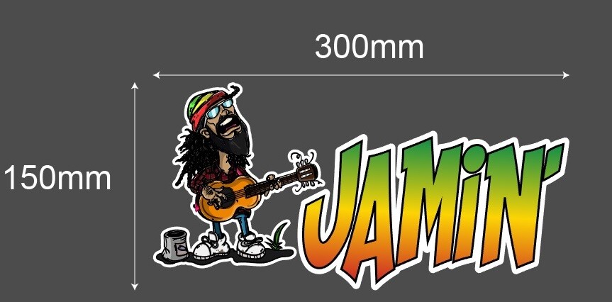JAMIN' RASTA MAN RASTAFARIAN Beautiful Rasta Colours Decal 300mmx150mm ...
