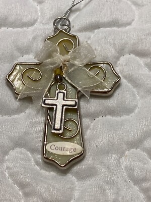 Ganz Stained Glass Courage Cross Ornament Sun Catcher w/Charm | eBay