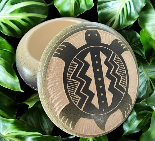 Native American Pottery Dine Navajo Tribe Jewelry Trinket Box Sgraffito ...