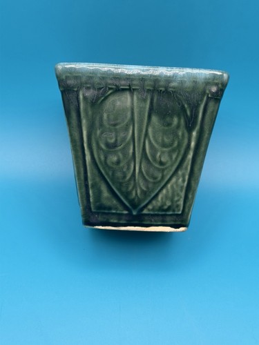 VINTAGE HULL USA POTTERY / GREEN & AQUA DRIP SQUARE PLANTER/ A3 / ART ...