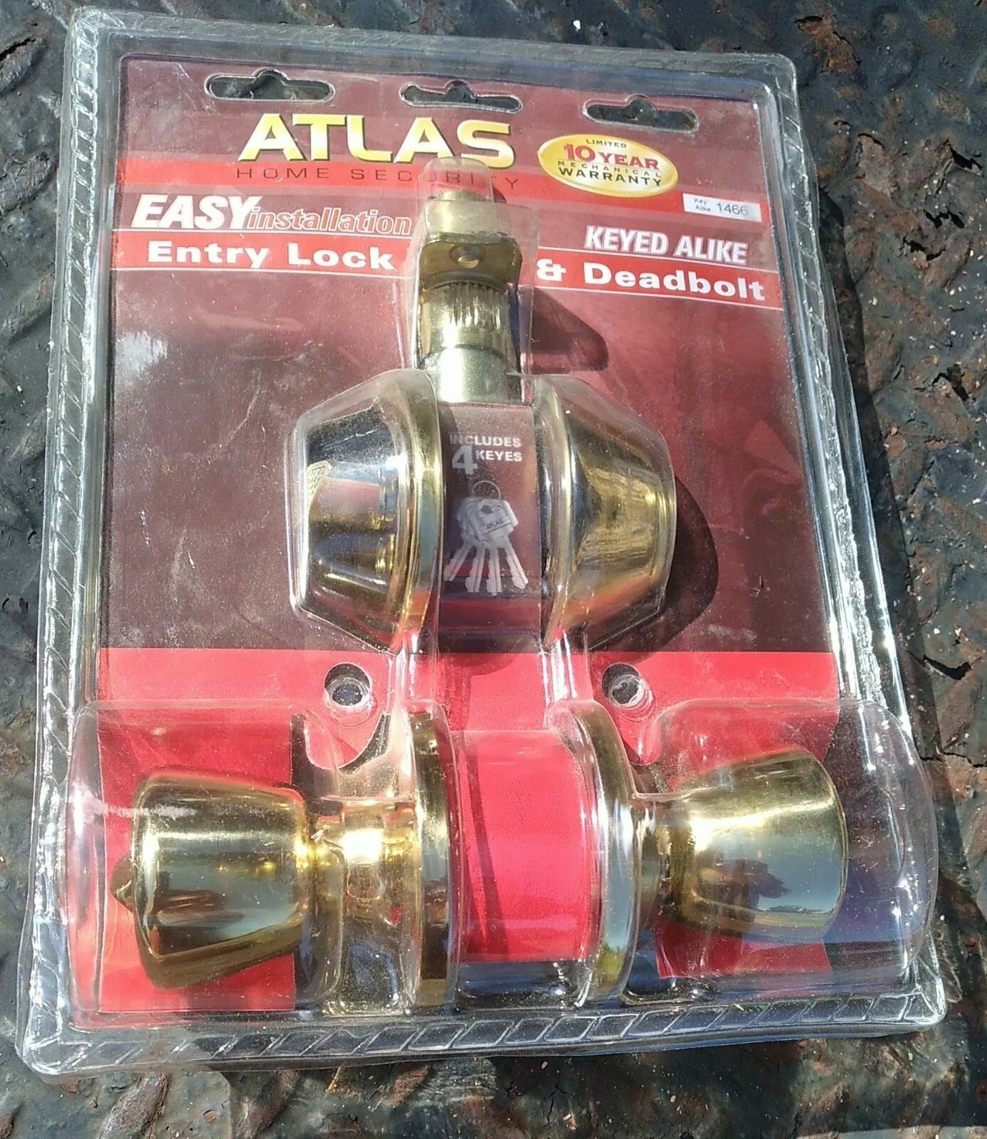 Atlas Home Security Entry Lock and Deadbolt Set W 4 Keys Gold for sale ...