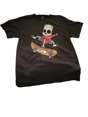 NEW BART SIMPSON SKELETON SKATE BOARD RIDE THE SIMPSONS BLACK T SHIRT ...