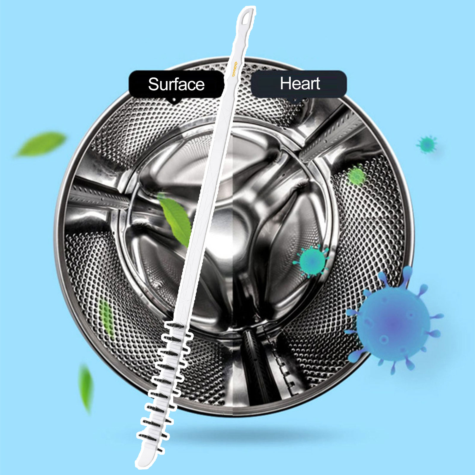 Washing Machine Brush Long Thin Handle Dust Removal Rolling Washing ...