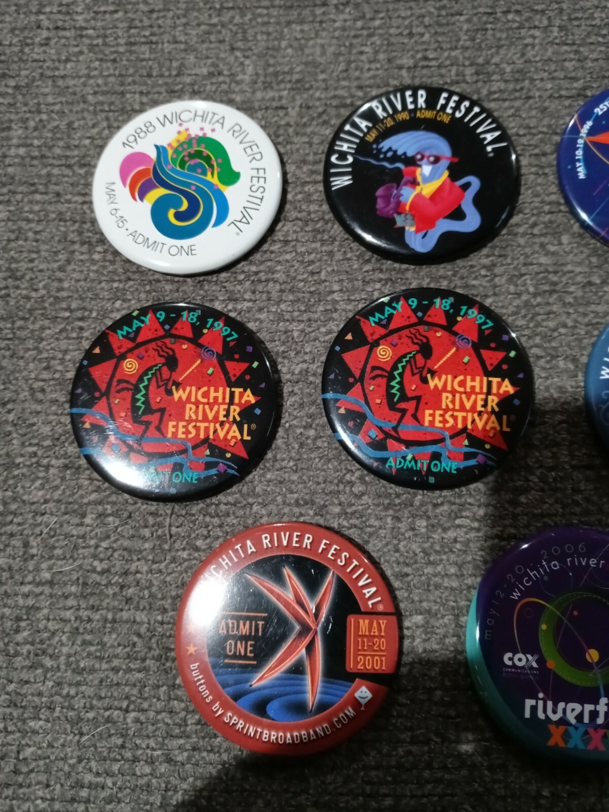 Lot of 8 Vintage Wichita River Festival Buttons | eBay