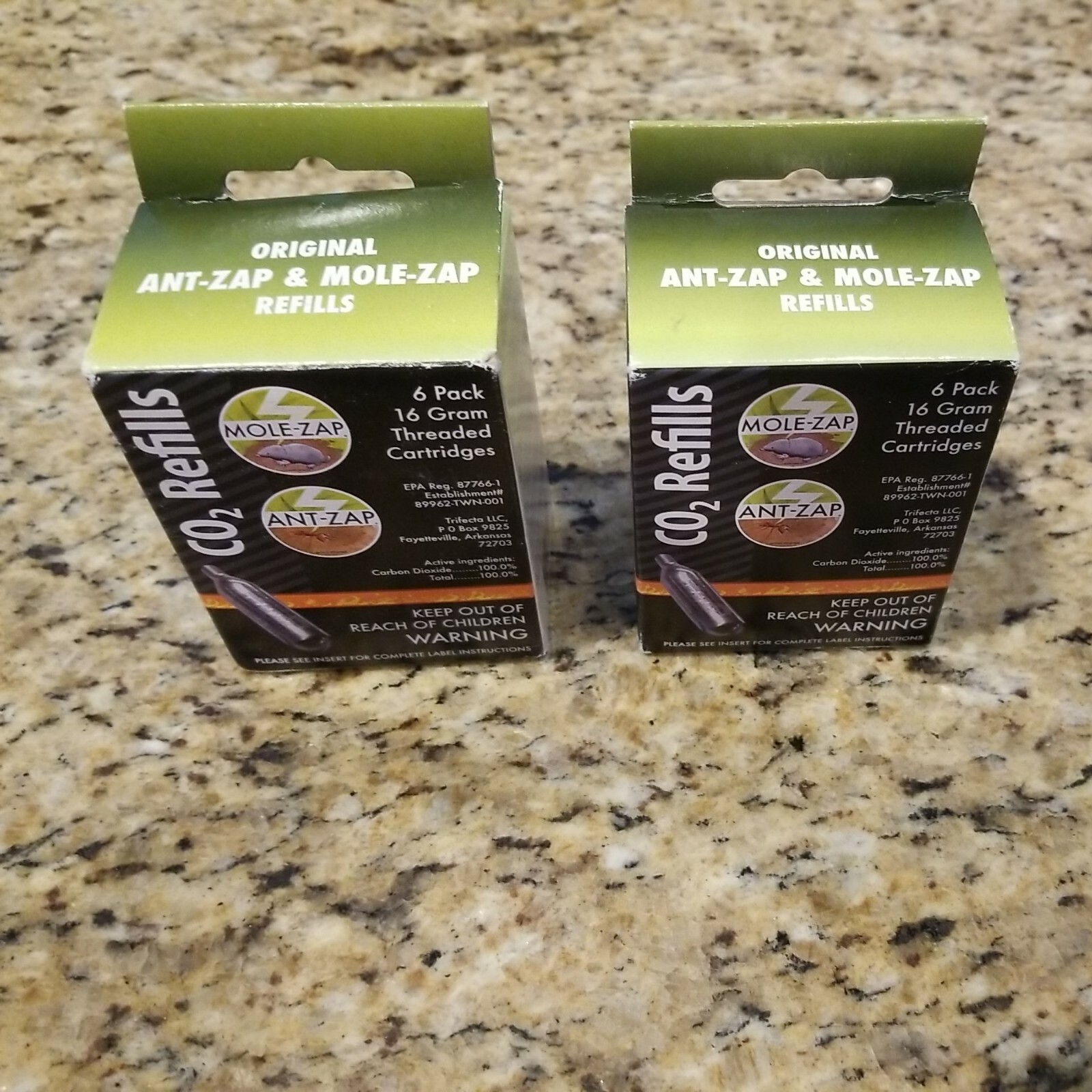 Lot of 2 Packs 16g Threaded CO2 Cartridges 6-Pack Each Mole-Zap/Ant Zap ...