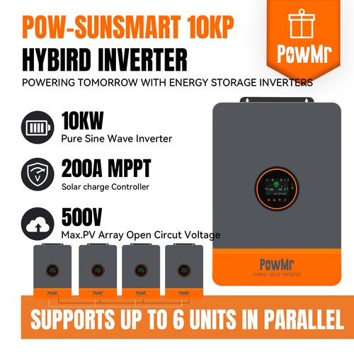 Powmr 10KW 48Vdc Solar Hybrid Inverter 110/240V Split Phase Parallel 6X ...