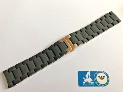 Emporio Armani AR5905 Watch Strap Black With Clasp Rubber Steel | eBay