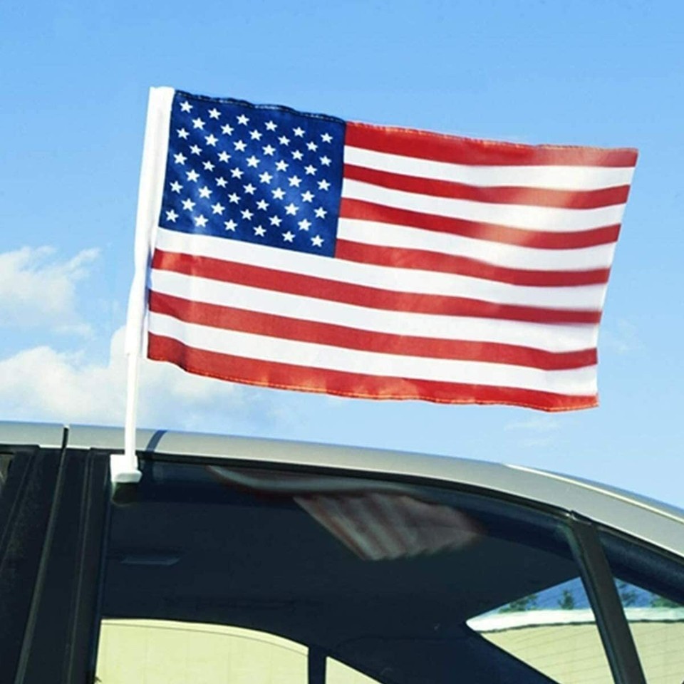 48 Pack Lot 12x17 USA Flags Car Window Clip On Fan Banners Cars Flag US ...