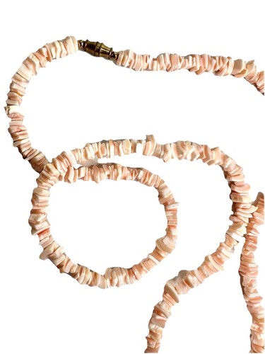 Vintage Puka Necklace Pink Shell Chips Jewelry Boho Coral | eBay