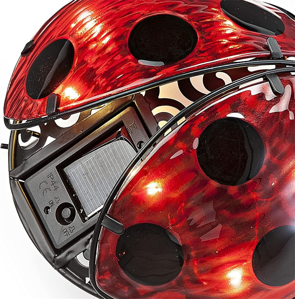 Ladybug Decor Solar Lights, Metal Ladybugs Outdoor Decorative Yard Art ...