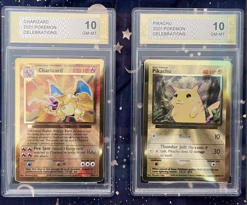 Charizard & Pikachu Metal Celebrations Gold Premium Pokemon PSA Auto 10 ...