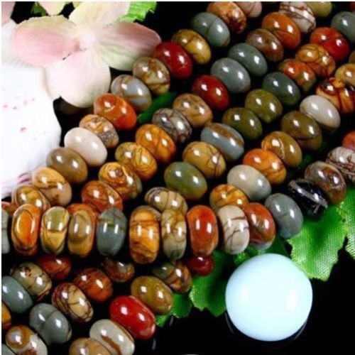 5x8mm Multi-color Picasso Jasper Gemstone Rondelle Loose Beads 15 ...