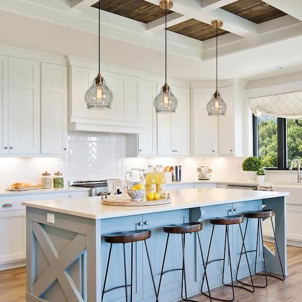 Uolfin Transitional Kitchen Island Jar-Shaped Pendant Light 1-Light ...