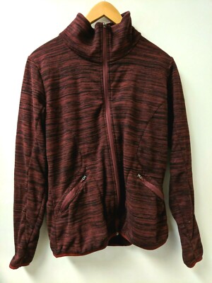 Maroon Merrell Fleece Zip Up Jacket Women Large Red Stripe Black ...