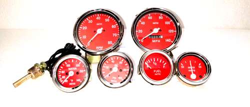 Smiths 52mm Kit TempF Oil Fuel Amp Gauge + Speedo 0-140MPH + 0-80 RPM ...