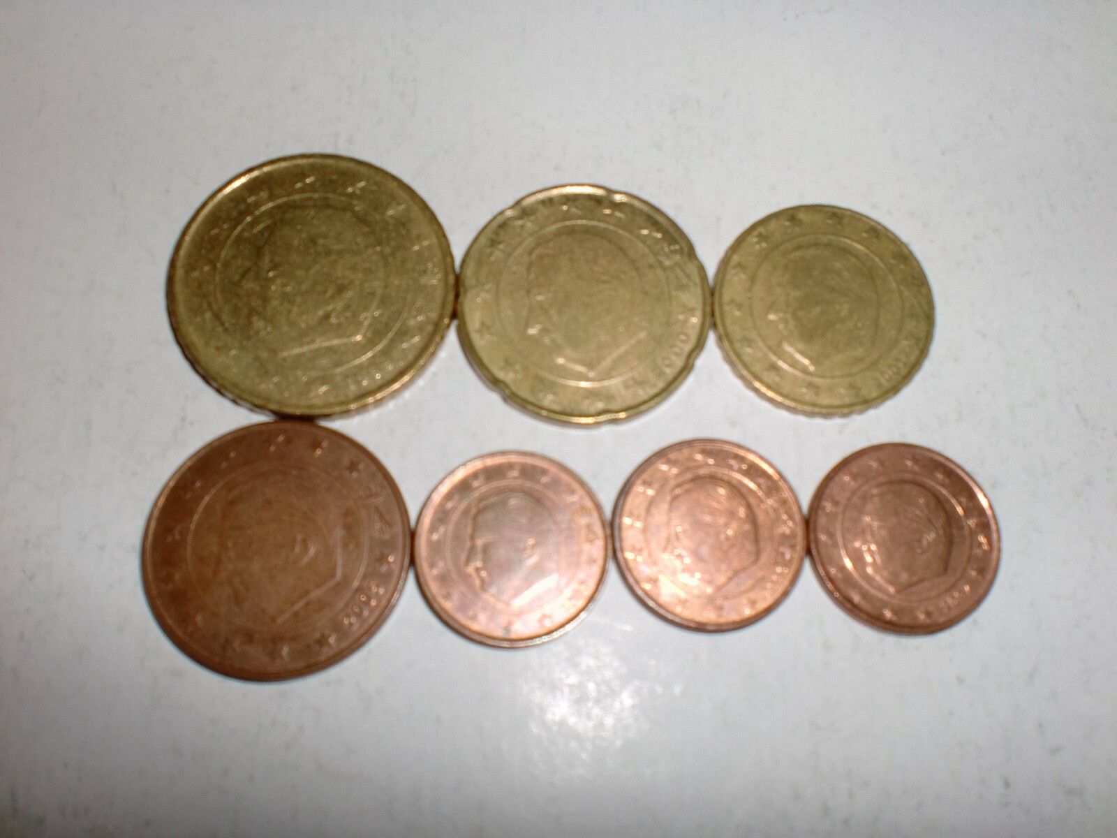 BELGIUM EURO COINS LOT-BELGIUM - 7 EURO COIN CENTS - 50,20,10,5 & 1 ...