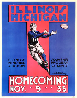 ILLINOIS Football HOMECOMING 1935 Vintage NCAA Program Cover 22x28 ...