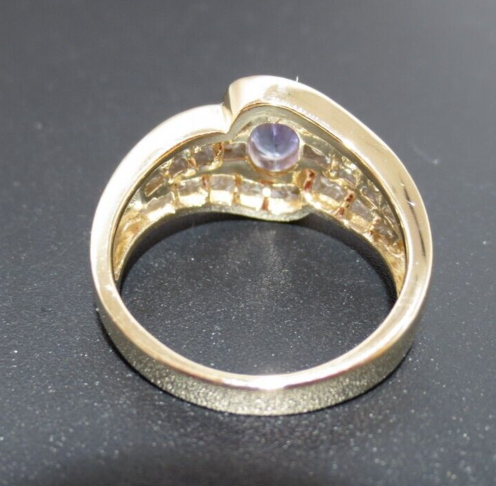 14K YG LADIES TANZANITE & DIAMOND CLUSTER RING SZ 7 11.92 MM WIDE 5.52g ...