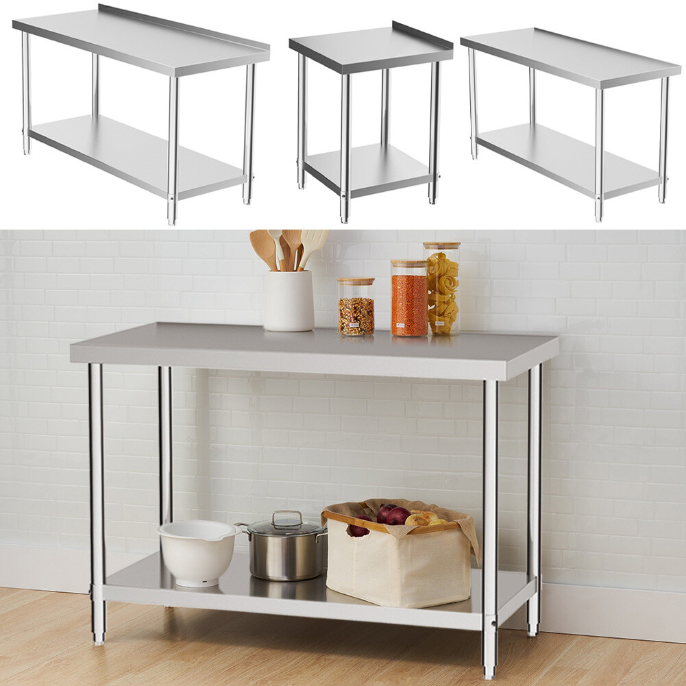 Stainless Steel Commercial Kitchen Food Prep Work Table+Over Shelf ...