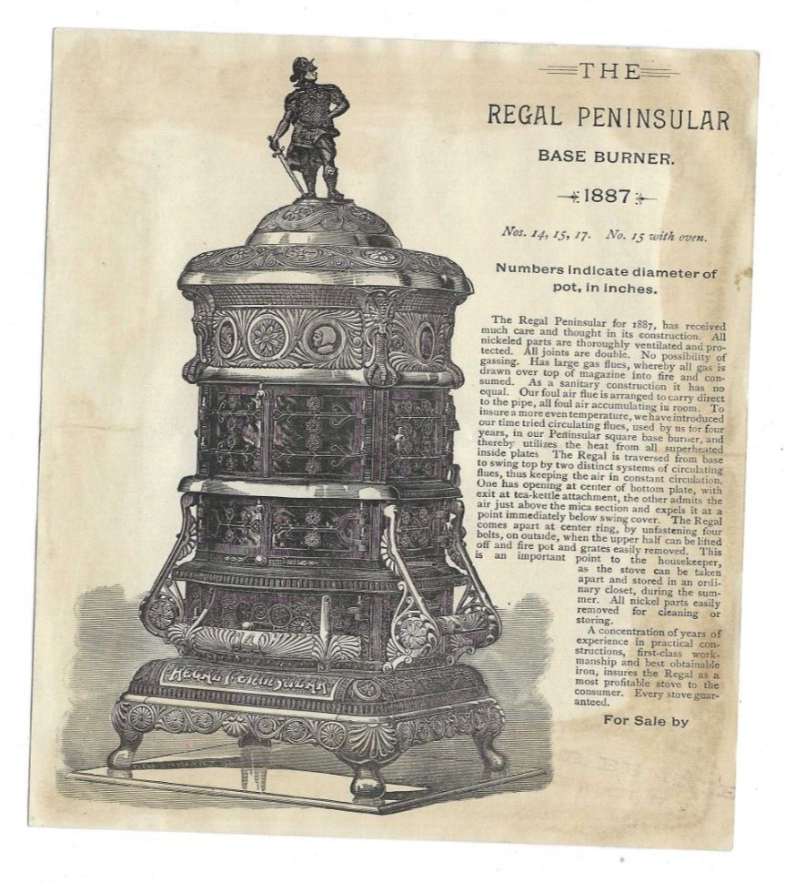 1887 Trade Card Peninsular Stove Co Detroit Volcano Cast Iron Pot ...
