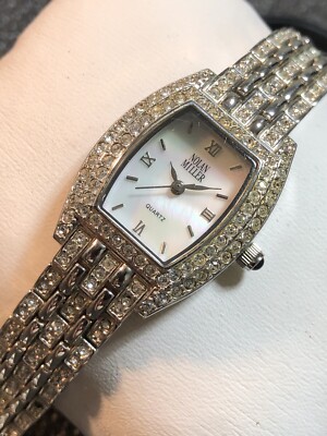 Vintage Nolan Miller Women’s Watch Silver Tone Rhinestone MOP Ladies ...