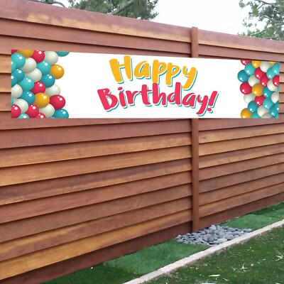 Happy Birthday Party Banner Reusable Easy to Hang Vinyl Birthday Banner ...