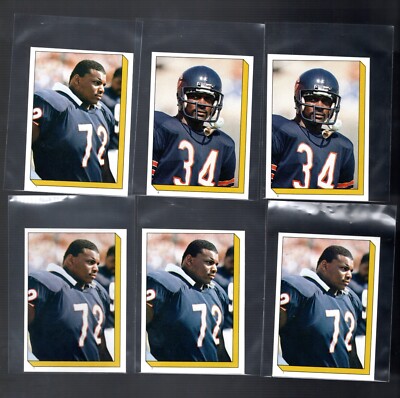 1986 TOPPS STICKERS CHICAGO BEARS (4) WILLIAM PERRY RC & (2) WALTER ...