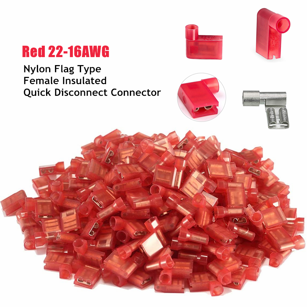 Nylon Female 10-22 AWG Flag Terminal Insulated Right Angle Connector 90 ...
