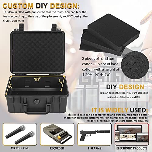 Protective Hard Case Shockproof Waterresistant With Customized Diy Foam ...