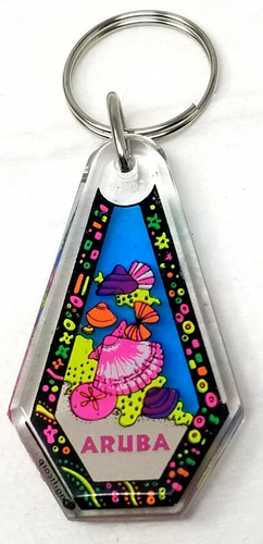 Aruba Keychain Neon Shells Starfish Diamond Drop Plastic 1980s | eBay