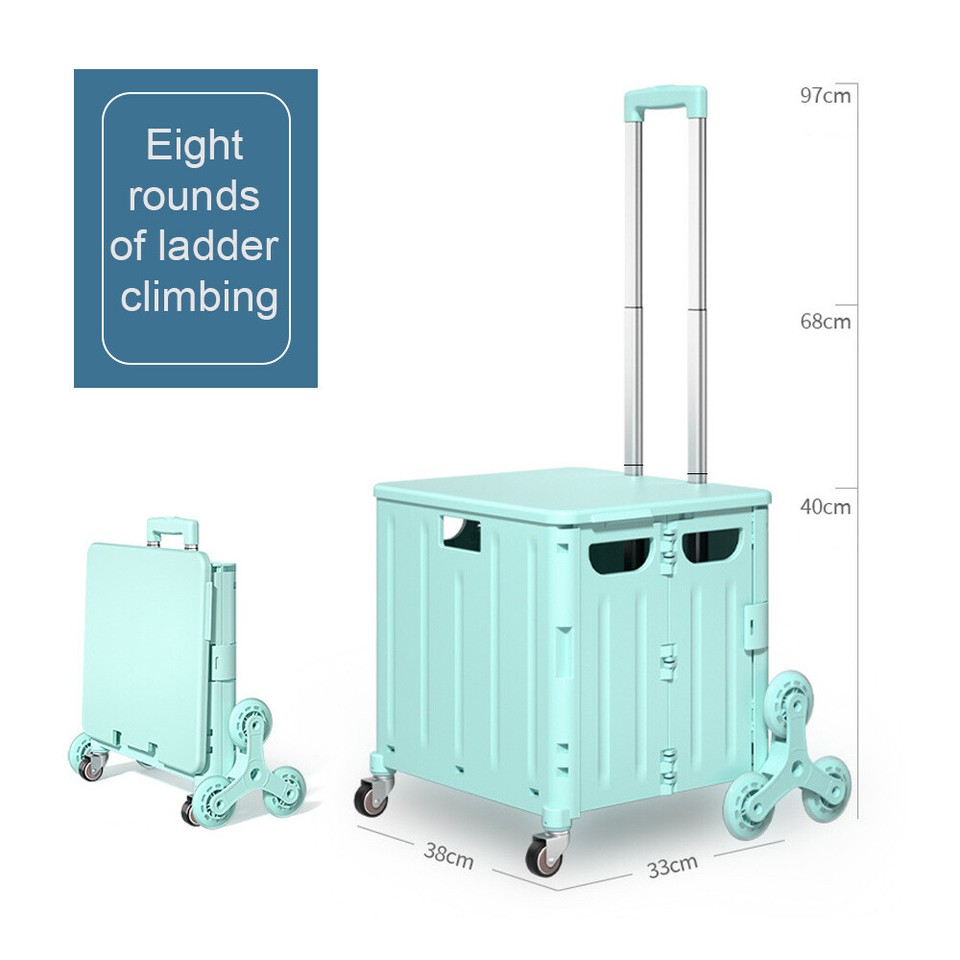 Foldable Trolley Crate Boot Cart Mobile Shopping Camping Picnic Storage ...