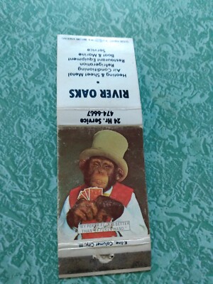 Vintage Matchbook Ephemera Collectible A21 River oaks Texas boat monkey ...