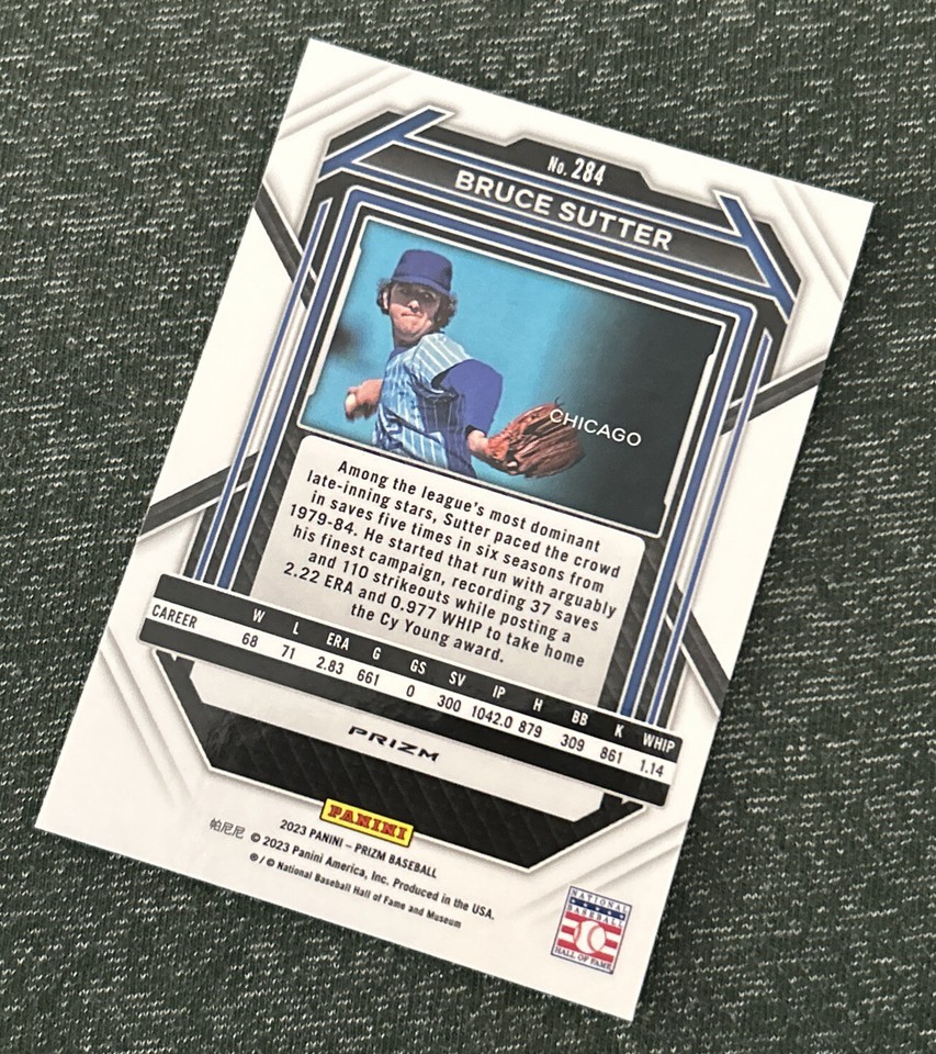 2023 Panini Prizm Bruce Sutter #284 Blue Cracked Ice Parallel Chicago ...