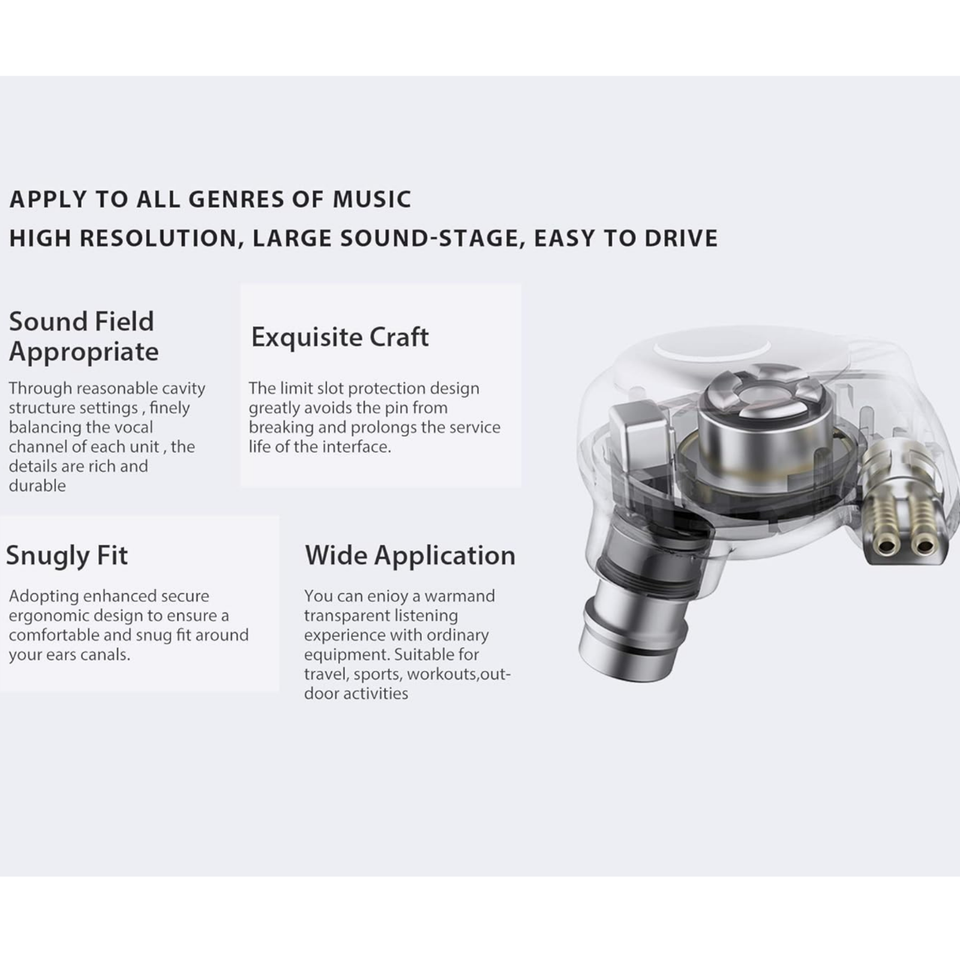 SIMGOT MT1 In-Ear Monitor Headphones HiFi Wired IEM with Mic Detachable ...