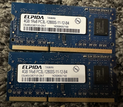 Elpida 8GB Kit (2x4GB) 1Rx8 PC3L-12800 DDR3-1600MHz Laptop RAM ...