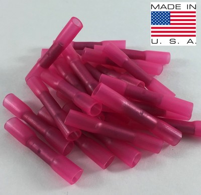 100 pcs Mize Wire Red Heat Shrink Butt Connectors Crimp Terminals MADE ...