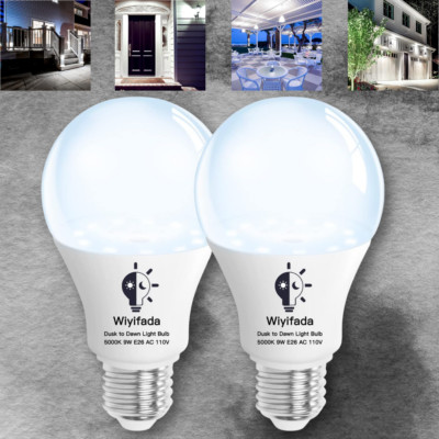 Dusk To Dawn Light Bulbs Outdoor 5000k Daylight 2 Pack Sensor Automatic ...