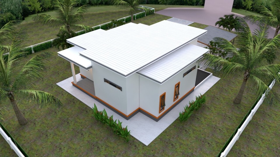 35x35 Feet House Plans 10.7x10.5 Meter 2 Beds 2 Baths Flat PDF (A4 Hard ...