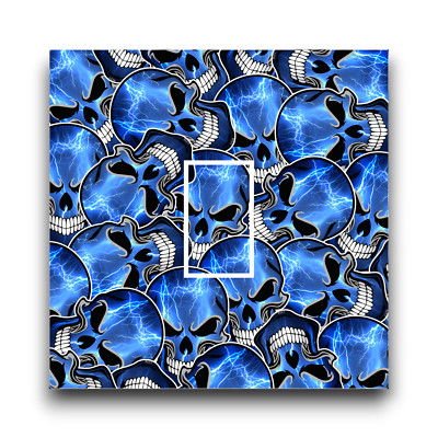 Blue Lightning Biker Skull Sticker Bomb Light Switch Cover Vinyl ...