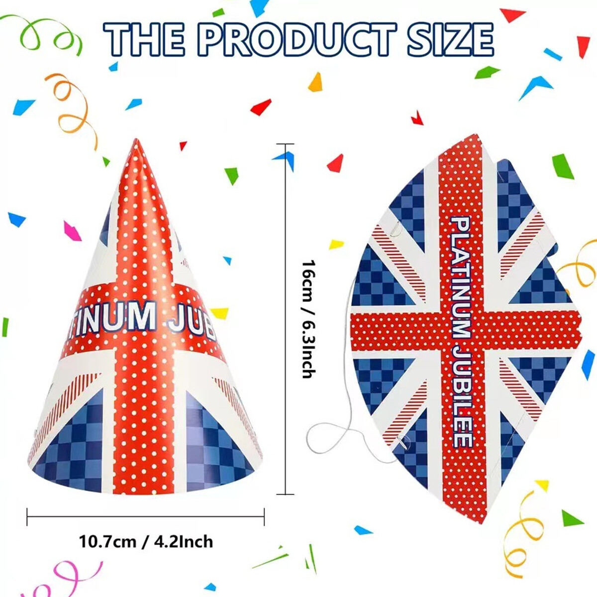 12pcs Queen Jubilee Cone Hats in 2 Styles Patterns DIY Party Favors Hat ...