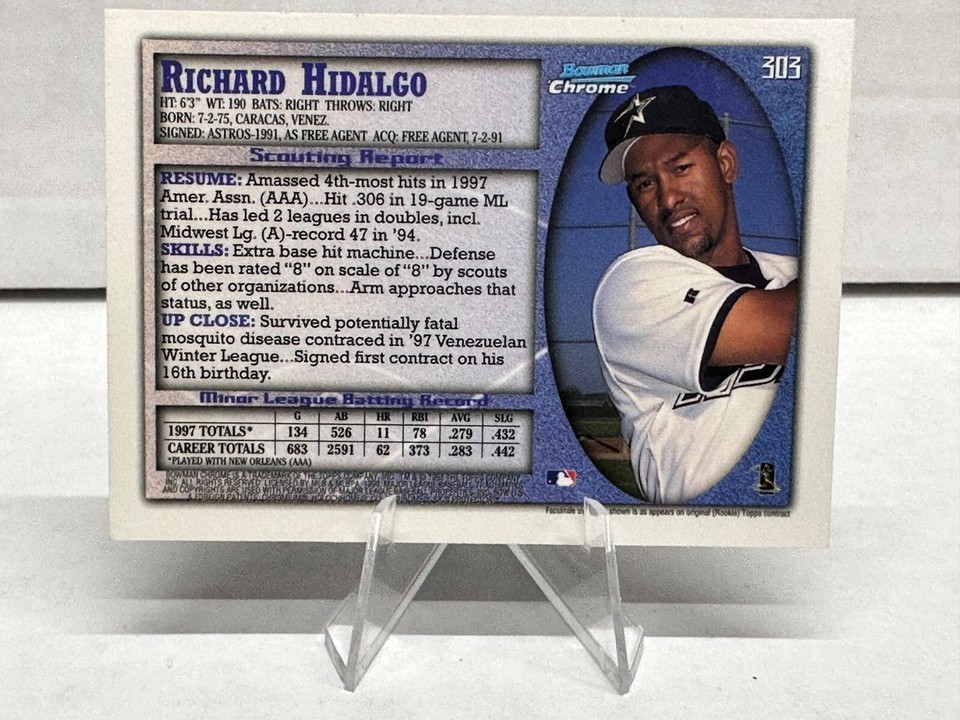 1998 Bowman Chrome Baseball Card #303 Richard Hidalgo Houston Astros | eBay