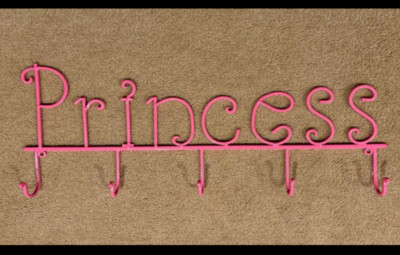 Pink Princess Metal Wall Hanging Five Hooks Girls Room Decor | eBay